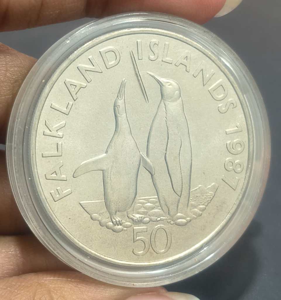 Falkland Islands 50 Pence 1987 - Elizabeth II WWF RARE UNC COIN WITH ...