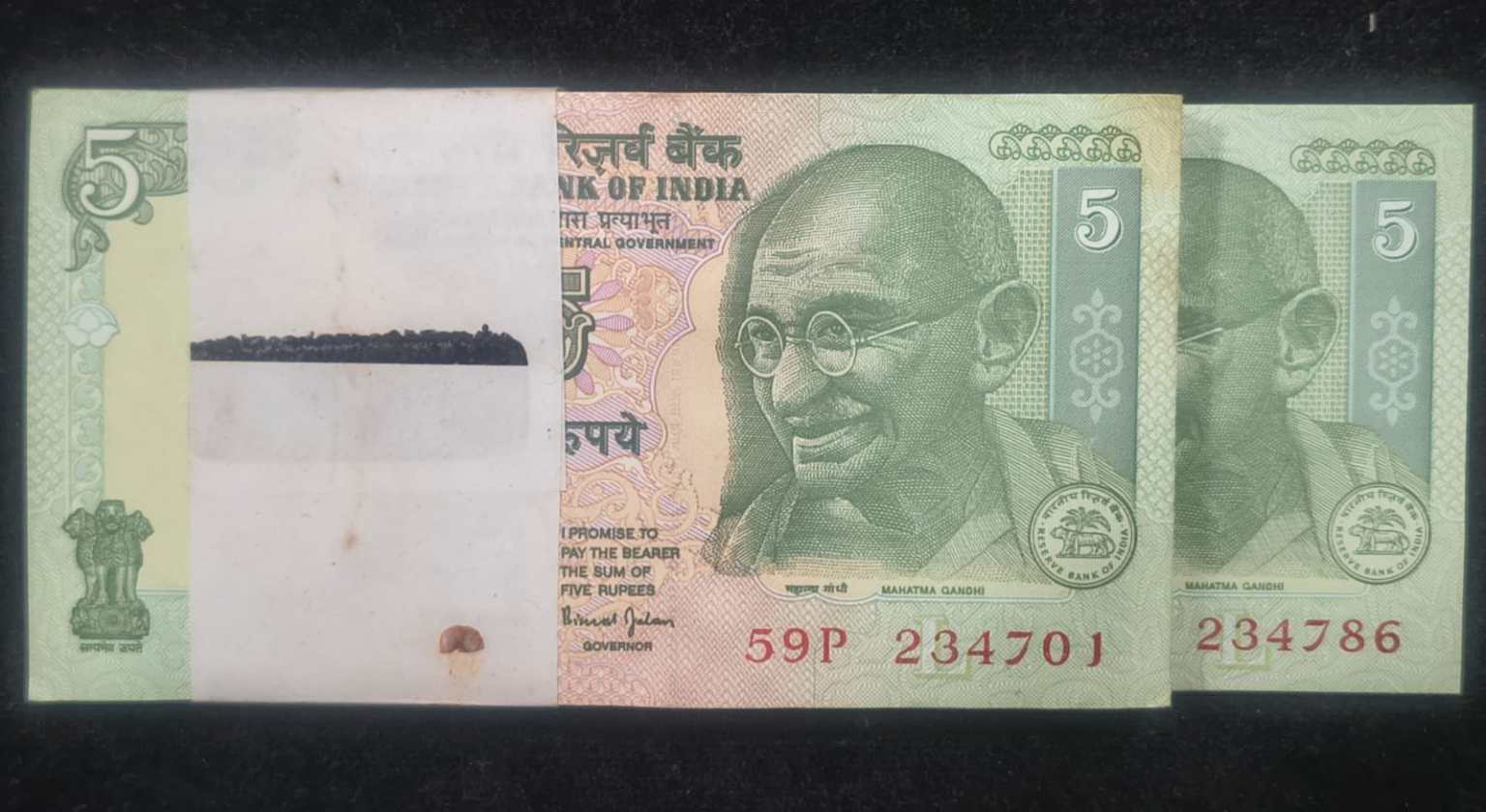 5 RUPEES GANDHI GOVERNOR BIMAL JALAN RARE SERIAL PACKET WITH FANCY ...