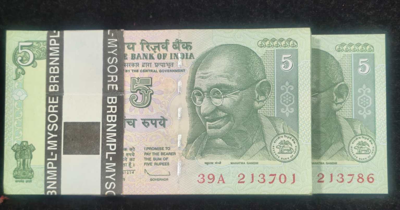 5 RUPEES GANDHI GOVERNOR D.SUBBARAO UNC RARE SERIAL PACKET WITH FANCY ...
