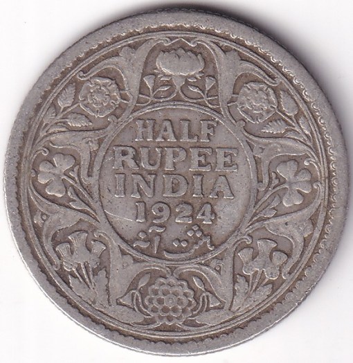 1924 Half Rupee Silver George V King British India Rare Coin ...
