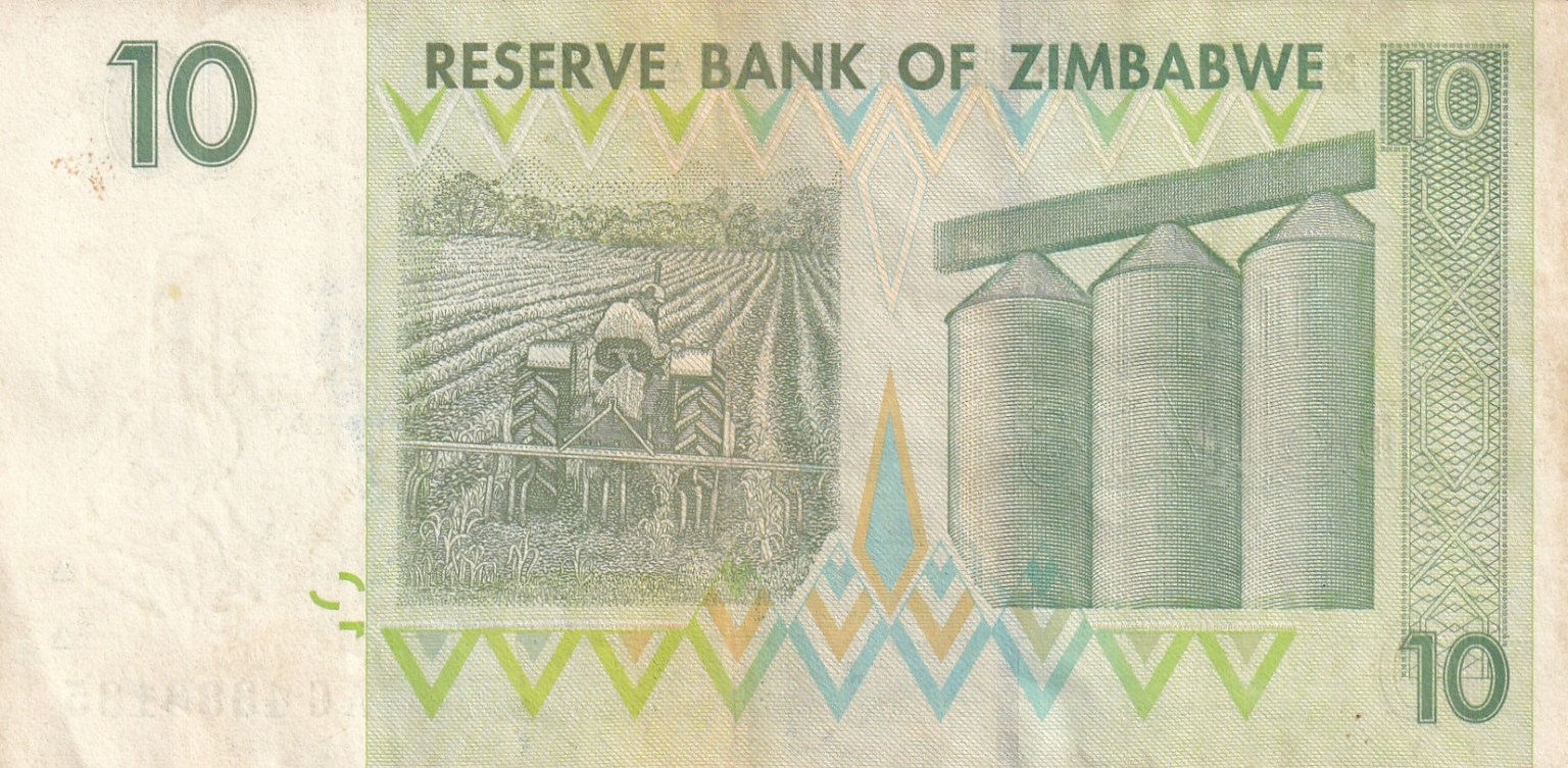 Zimbabwe 10 Dollar Rare Note - Coinbazzar.com