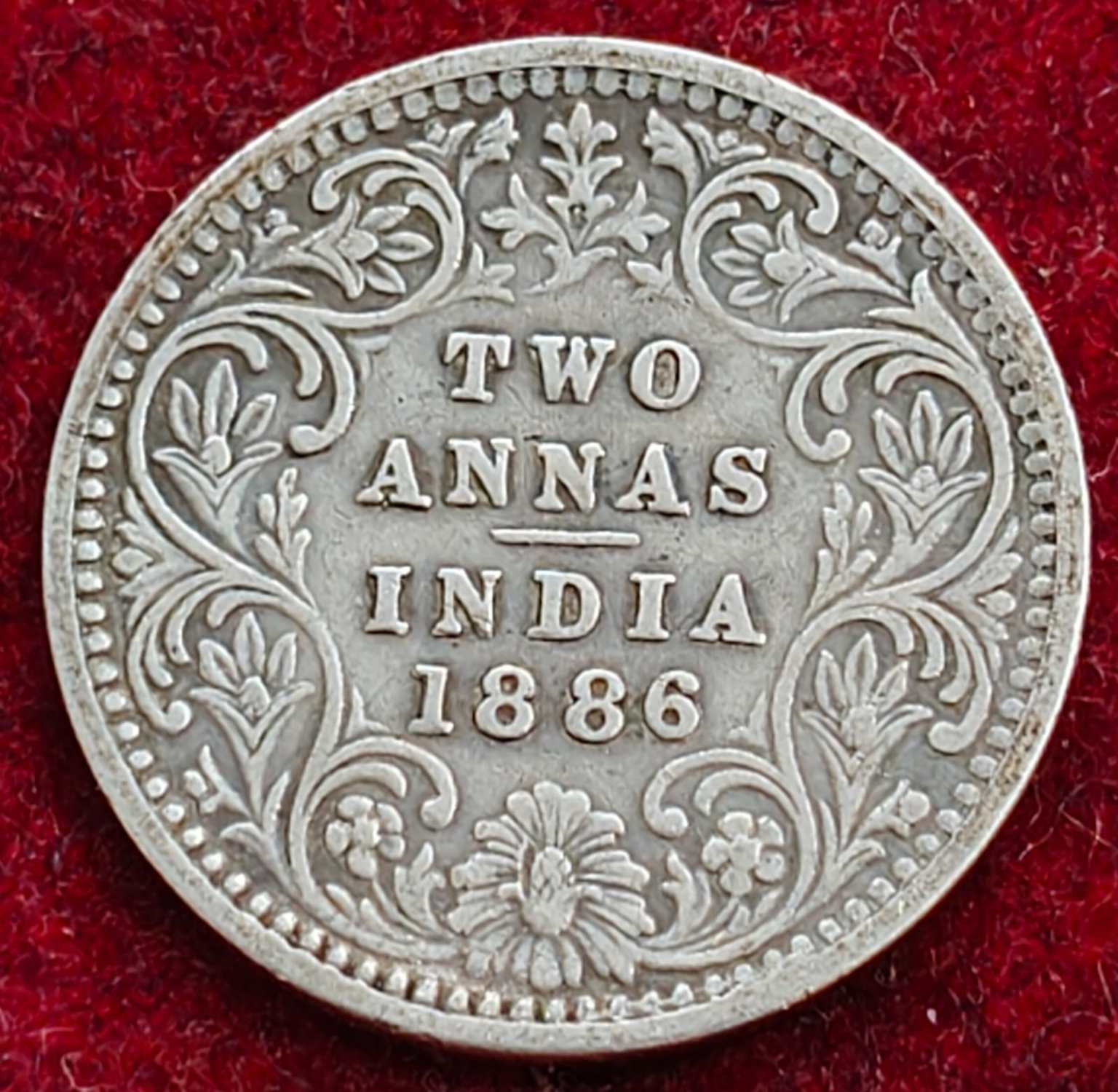 HIGH GRADE SILVER India – British 2 Annas 1886 – Victoria Rare Coin #Z ...