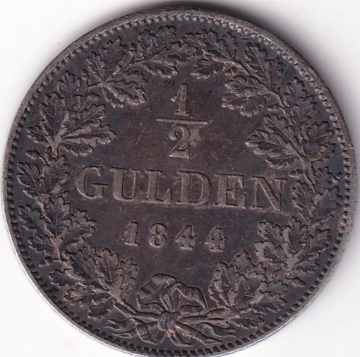Kingdom of Bavaria 1/2 Gulden 1844 Ludwig I Silver Coin Ex Rare ...