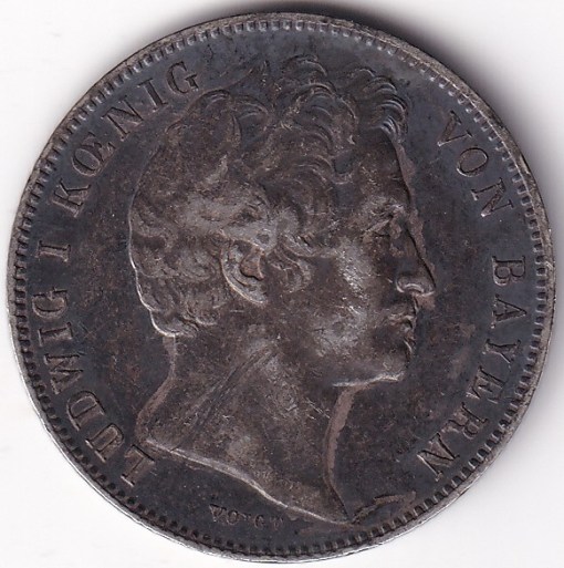 Kingdom of Bavaria 1/2 Gulden 1844 Ludwig I Silver Coin Ex Rare ...