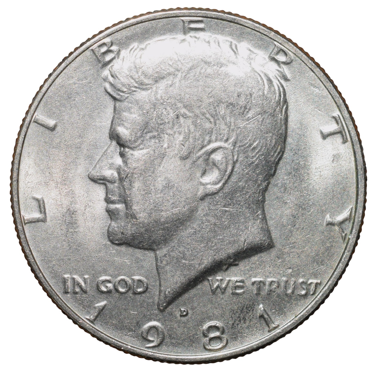 Copper-Nickel 1/2 Dollar of USA (AD 1981) with Portrait of John F ...