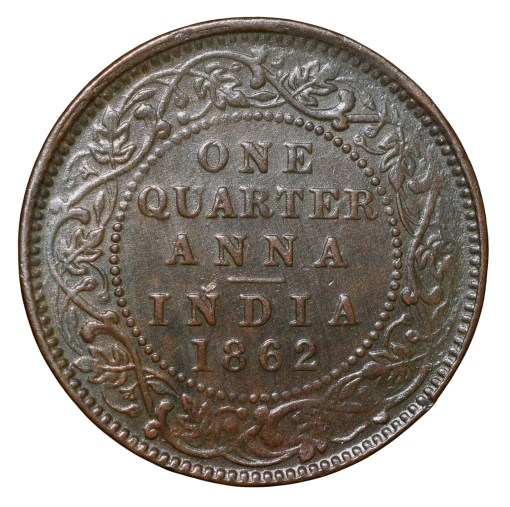 Copper 1/4 Anna of Victoria Queen (AD 1862) of Calcutta Mint Beautiful ...