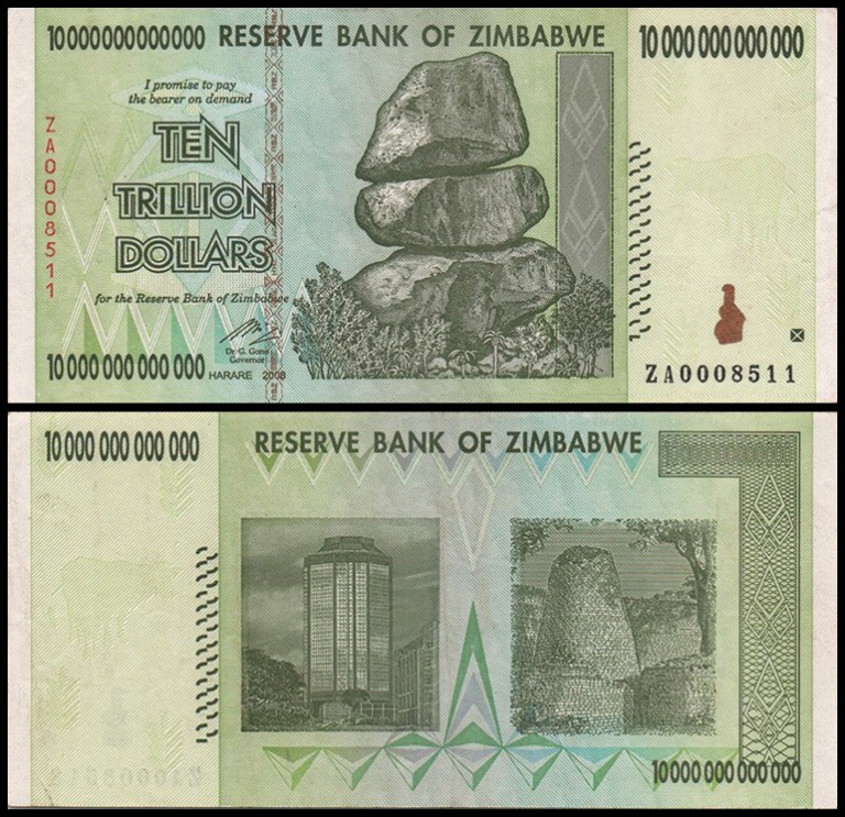 Zimbabwe 10 Trillion Dollars World Banknote 2008 P88 Replacement Issue ...